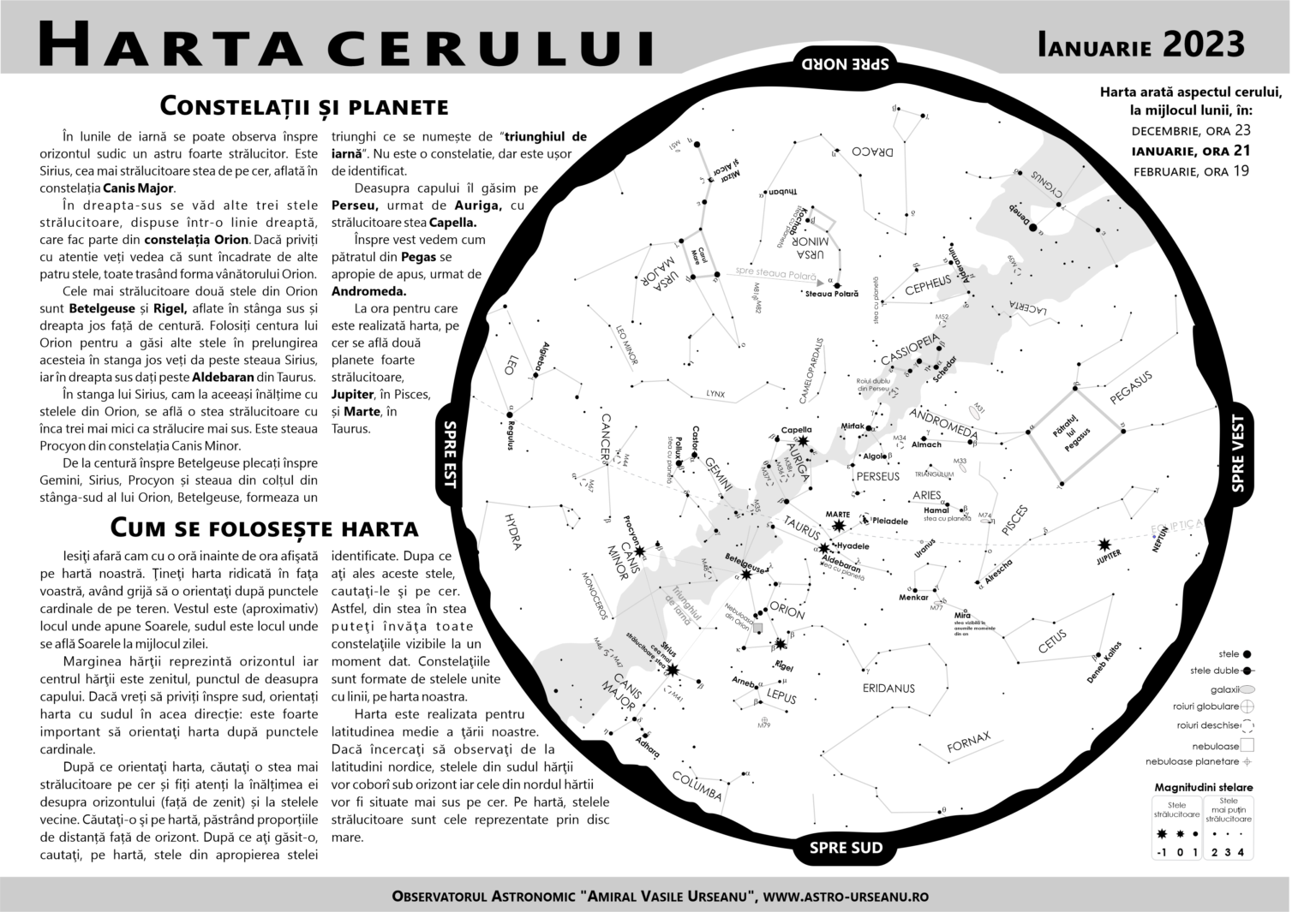 Harta cerului – Observatorul Astronomic „Amiral Vasile Urseanu”