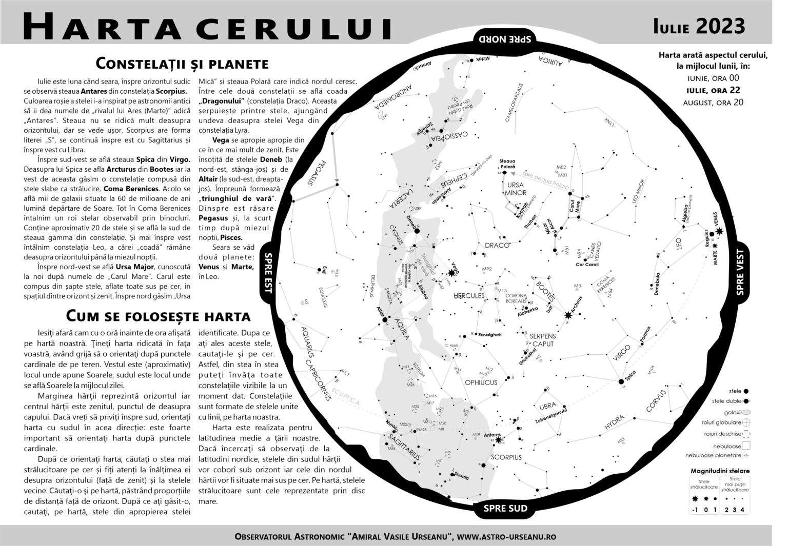 Harta cerului – Observatorul Astronomic „Amiral Vasile Urseanu”