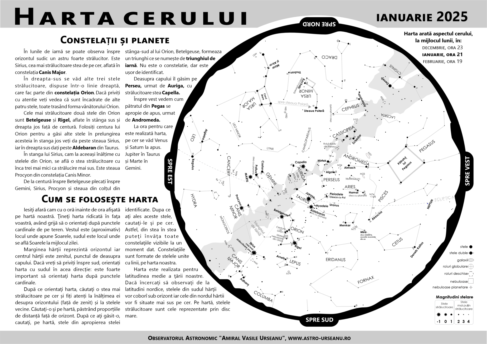 Harta cerului – Observatorul Astronomic „Amiral Vasile Urseanu”